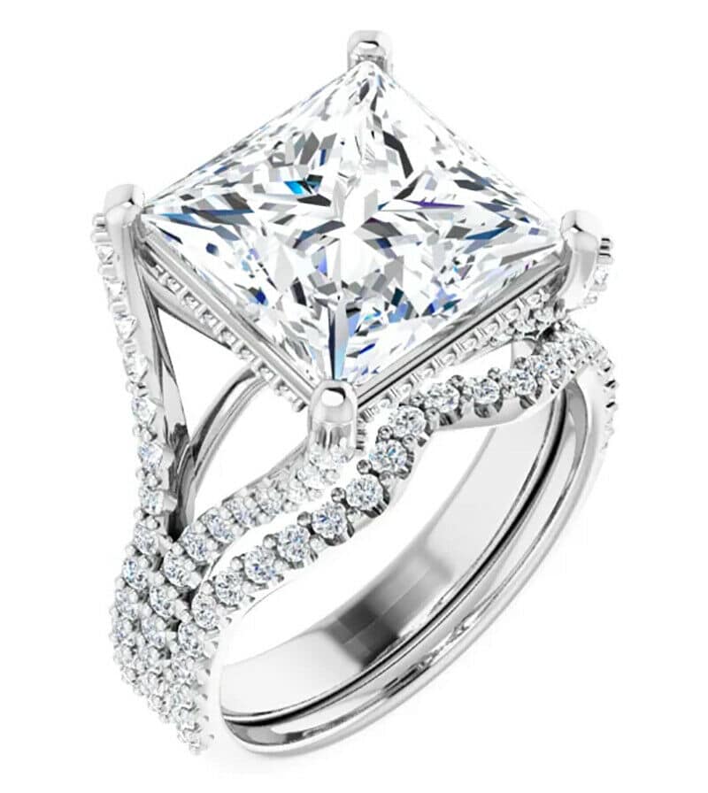 Square Moissanite Side Stones Engagement Ring - 2.30tcw - 4.10tcw ...